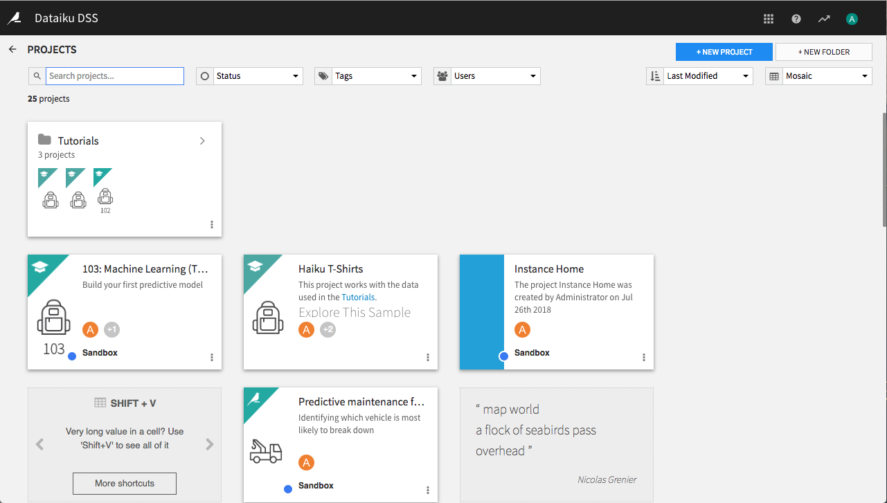 Learn how to use the Dataiku DSS homepage | Dataiku