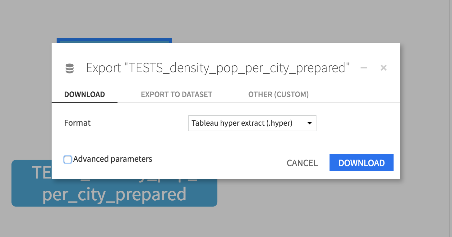 Plugin Tableau Hyper Export Dataiku
