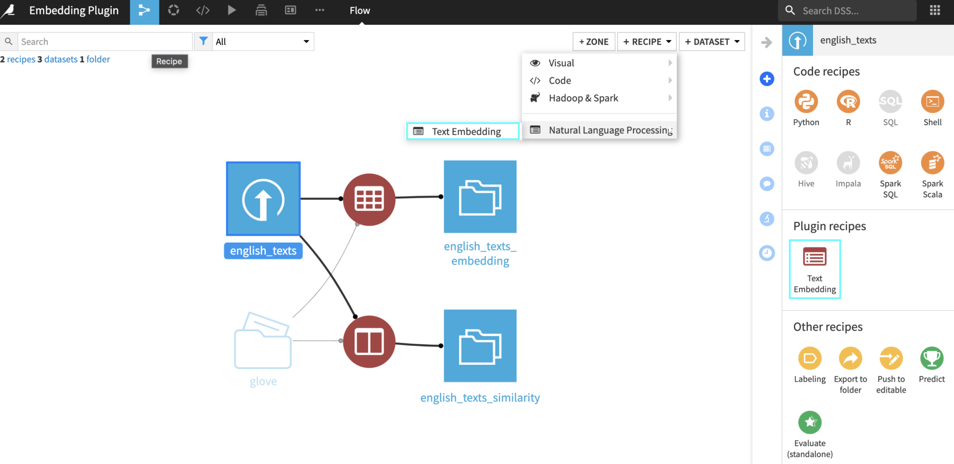 Plugin: Sentence Embedding | Dataiku