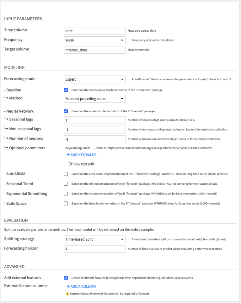 Plugin: Time Series Forecast (legacy) | Dataiku