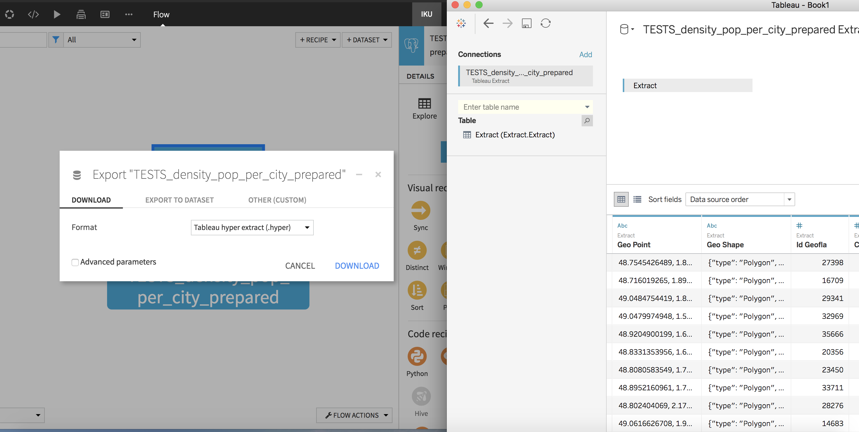 Plugin Tableau Hyper Export Dataiku