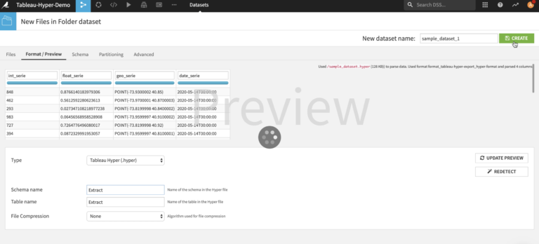 Plugin: Tableau Hyper Export | Dataiku