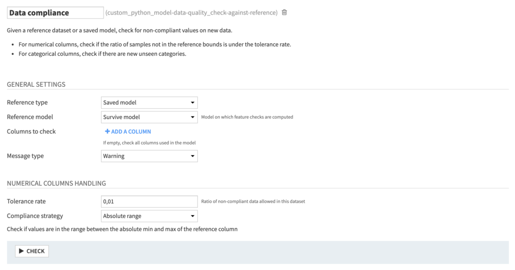 Plugin: Model Data Compliance | Dataiku