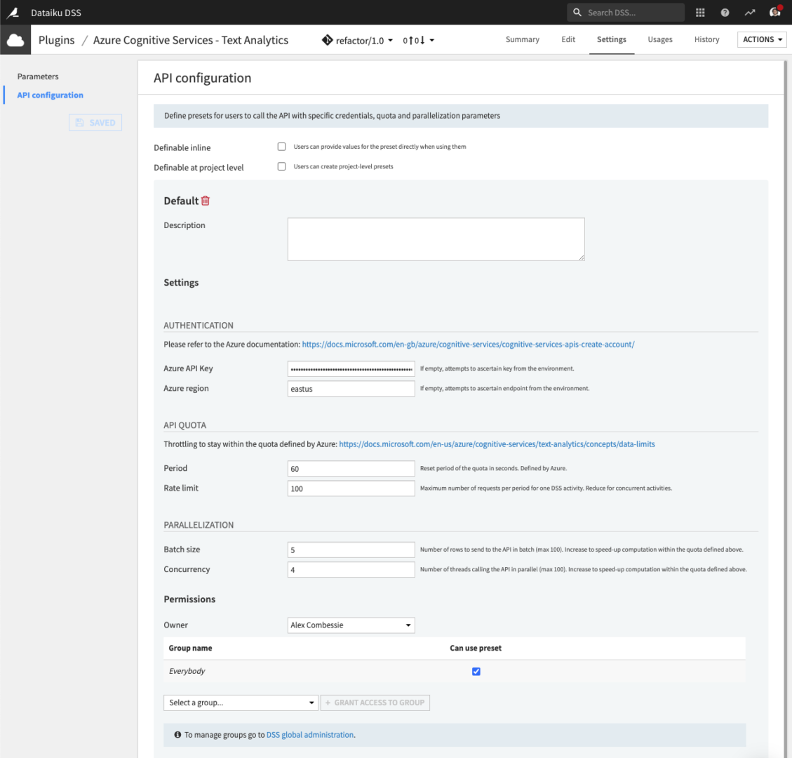 Plugin: Azure Cognitive Services - Text Analytics | Dataiku