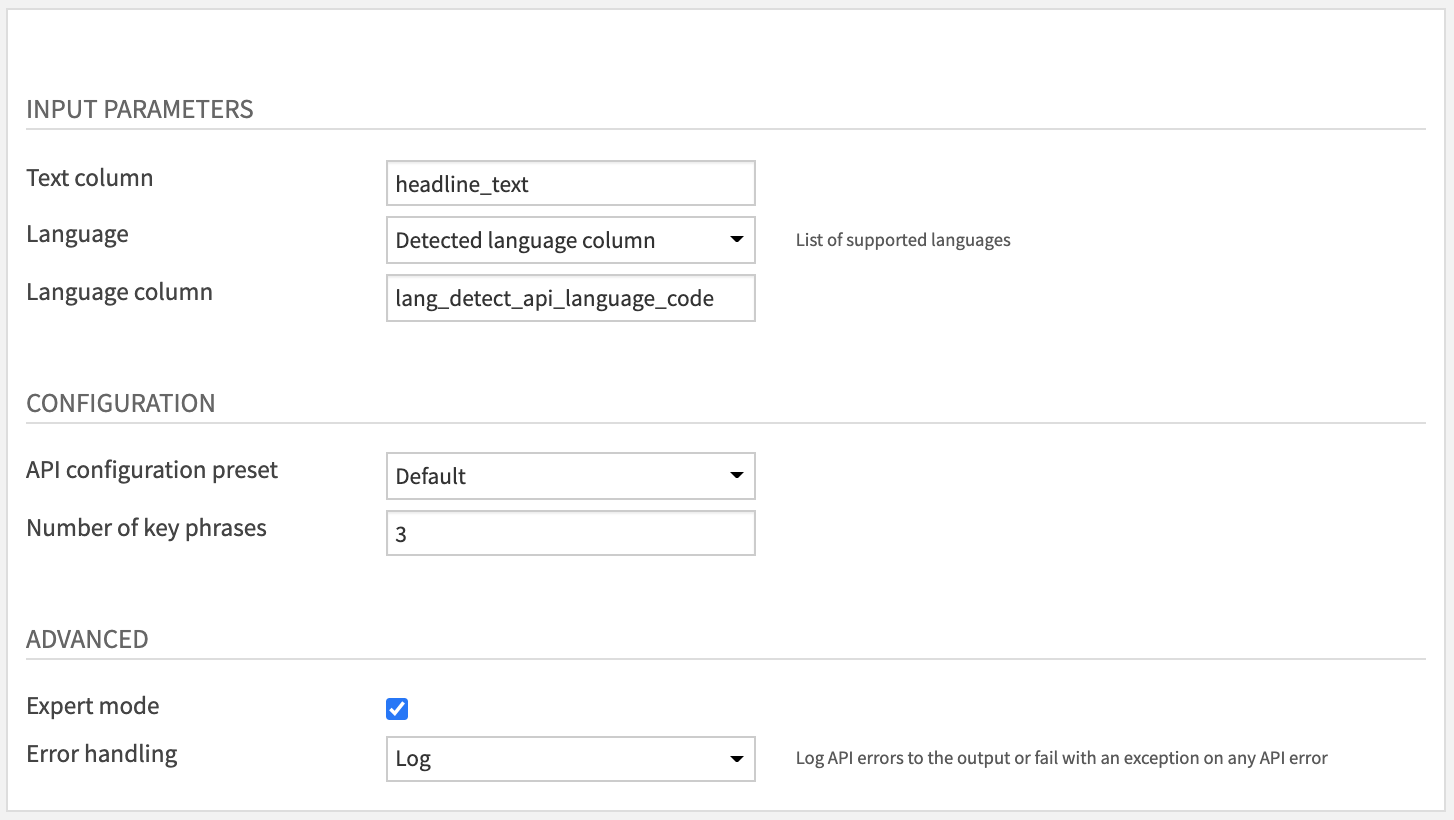 Plugin: Azure Cognitive Services - Text Analytics | Dataiku