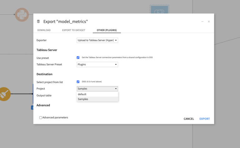 Plugin: Tableau Hyper Export | Dataiku
