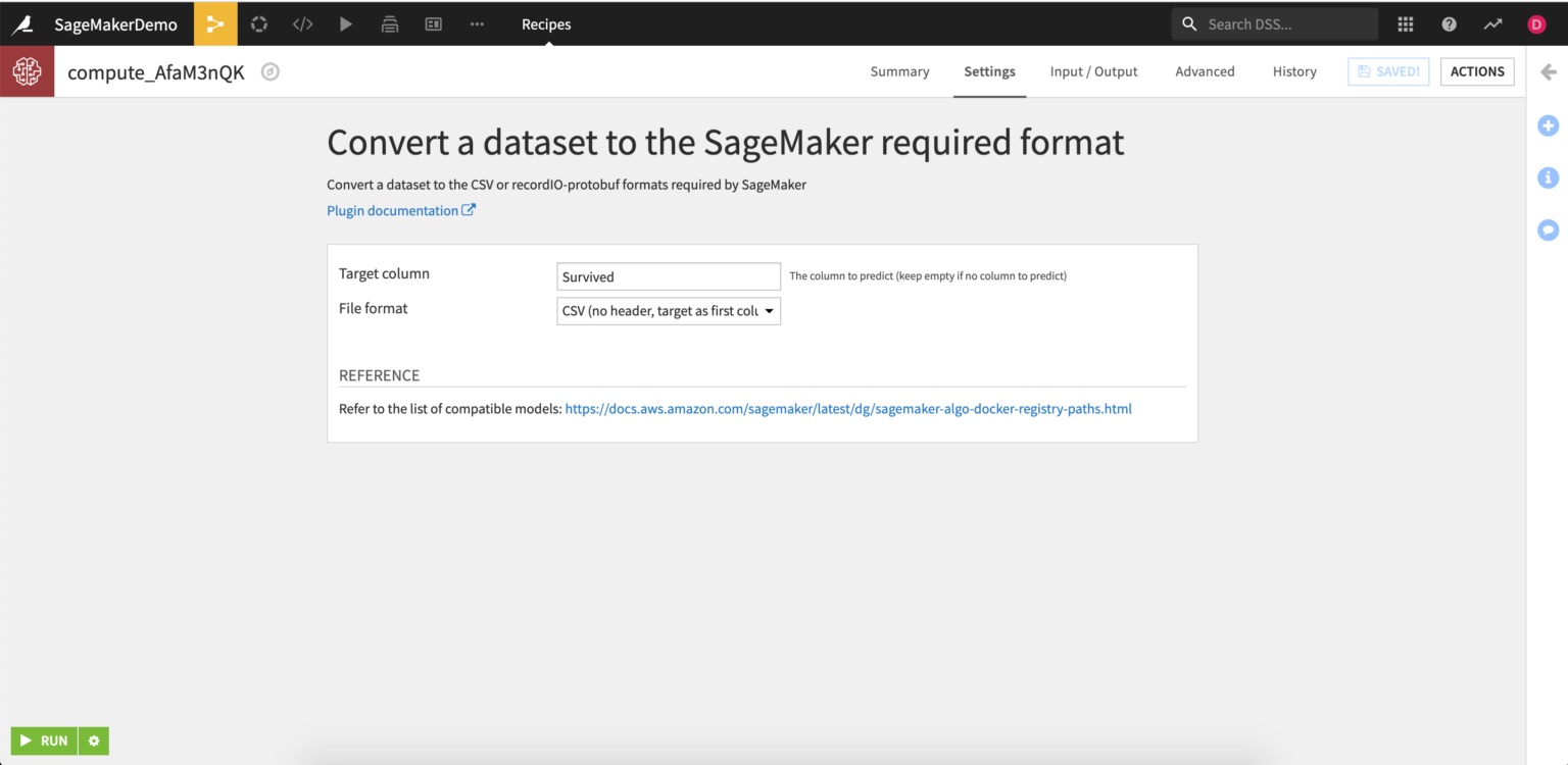 Plugin: Amazon SageMaker | Dataiku