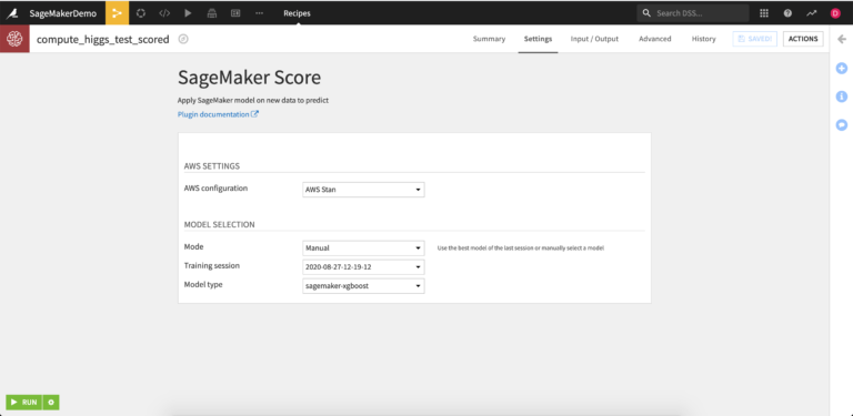 Plugin: Amazon SageMaker | Dataiku