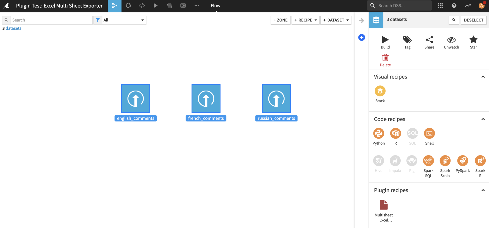 Plugin: Multisheet excel export | Dataiku