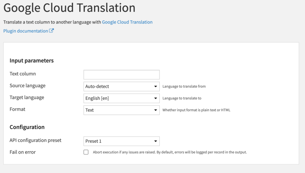 Plugin: Google Cloud Translation | Dataiku