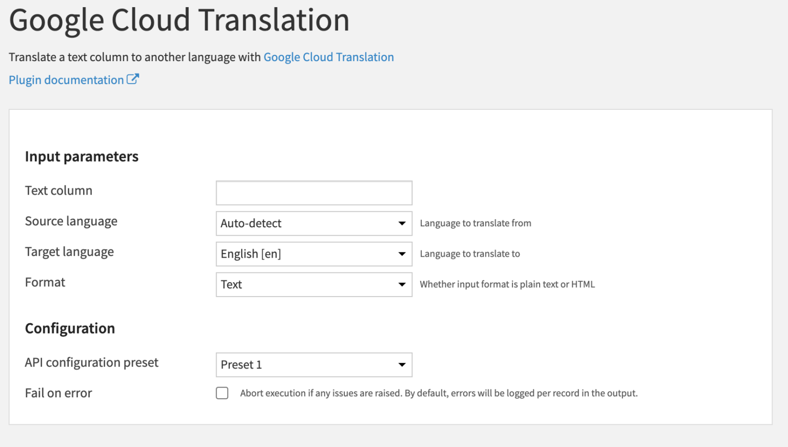 Plugin: Google Cloud Translation | Dataiku
