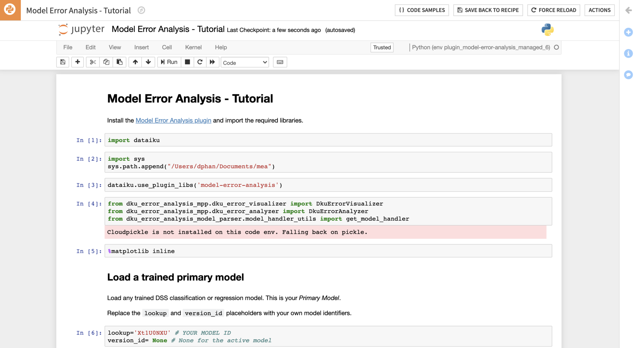 Plugin Model Error Analysis Dataiku