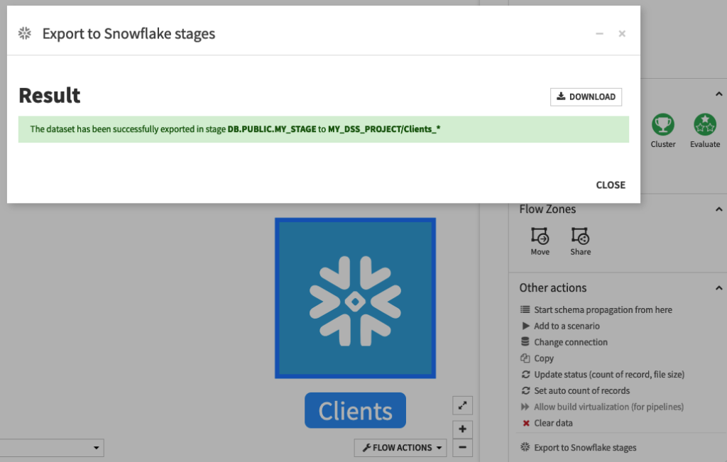 plugin-snowflake-stages-export-dataiku
