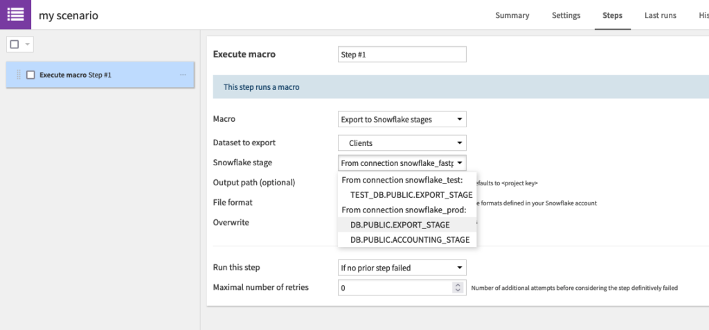 Plugin: Snowflake stages export | Dataiku