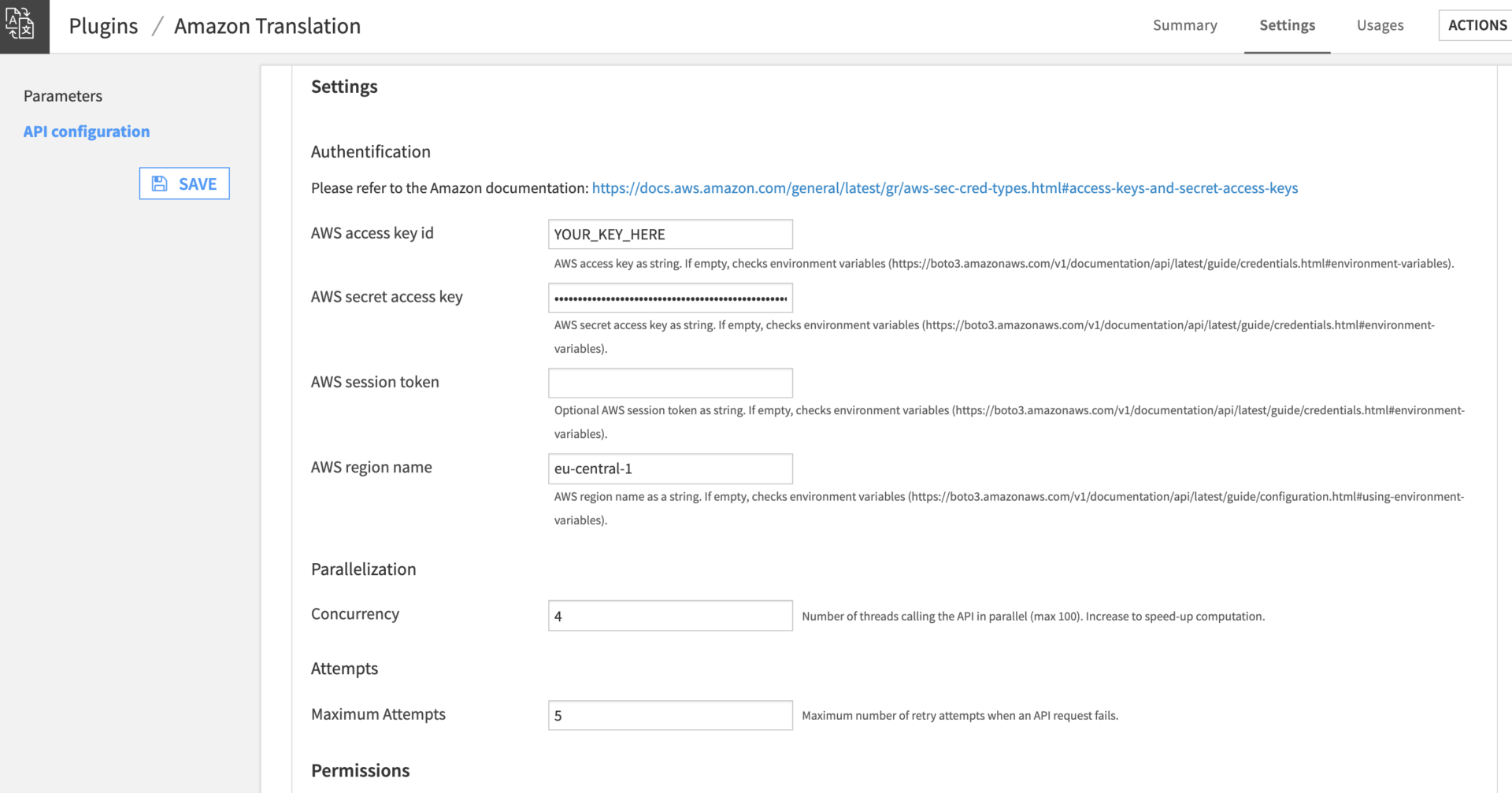 Plugin: Amazon Translation | Dataiku