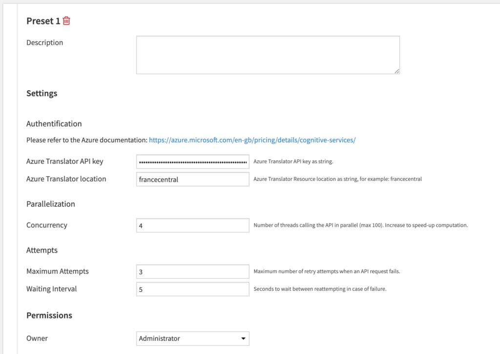 Plugin: Azure Translation | Dataiku