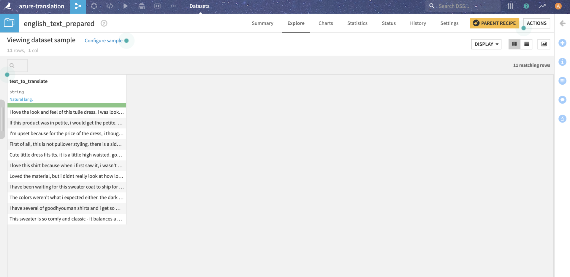 Plugin: Azure Translation | Dataiku