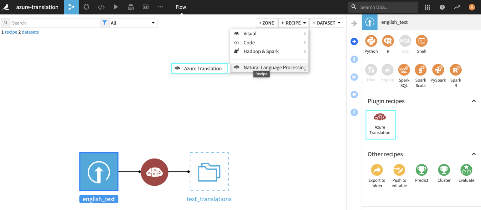 Plugin: Azure Translation | Dataiku