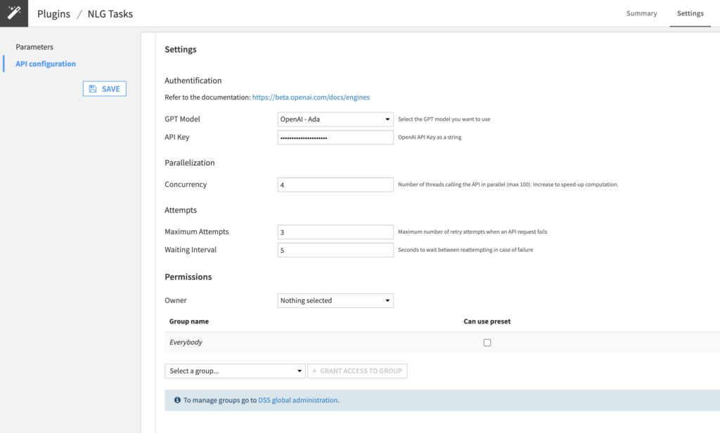 Plugin: NLG Tasks | Dataiku