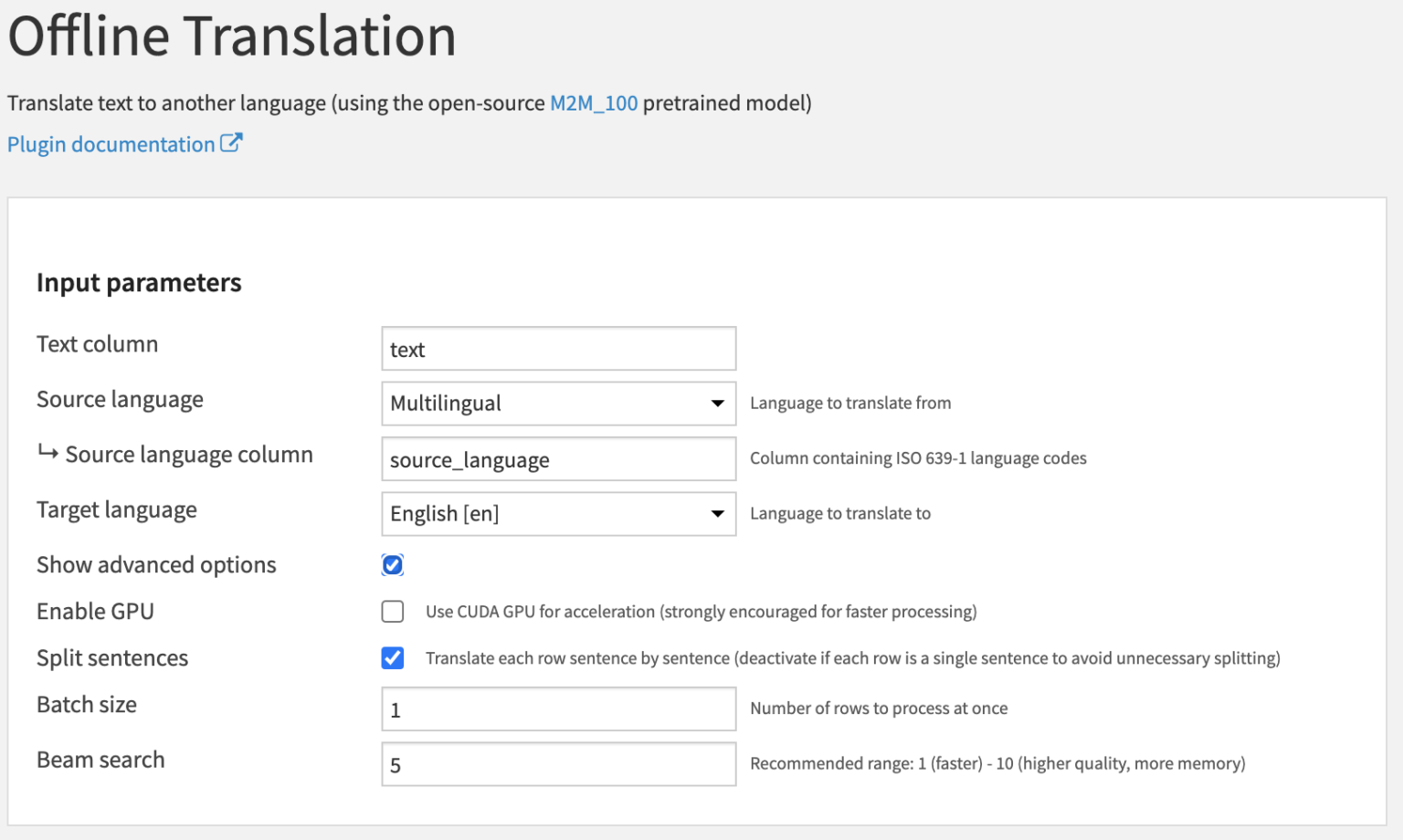 Plugin: Offline Translation | Dataiku