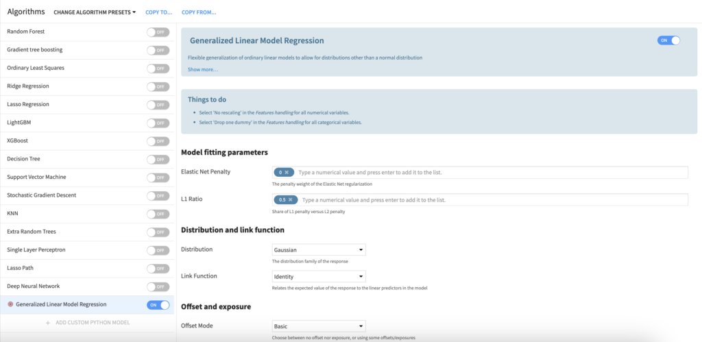 Plugin: Generalized Linear Models | Dataiku