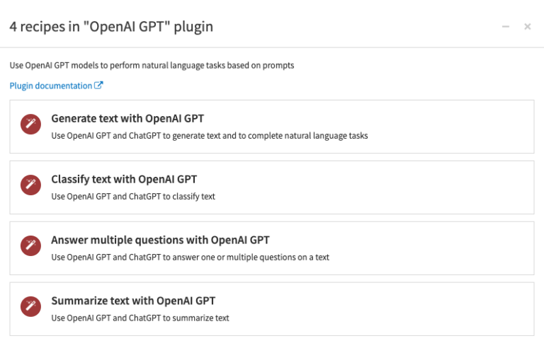 Plugin: OpenAI GPT (deprecated) | Dataiku
