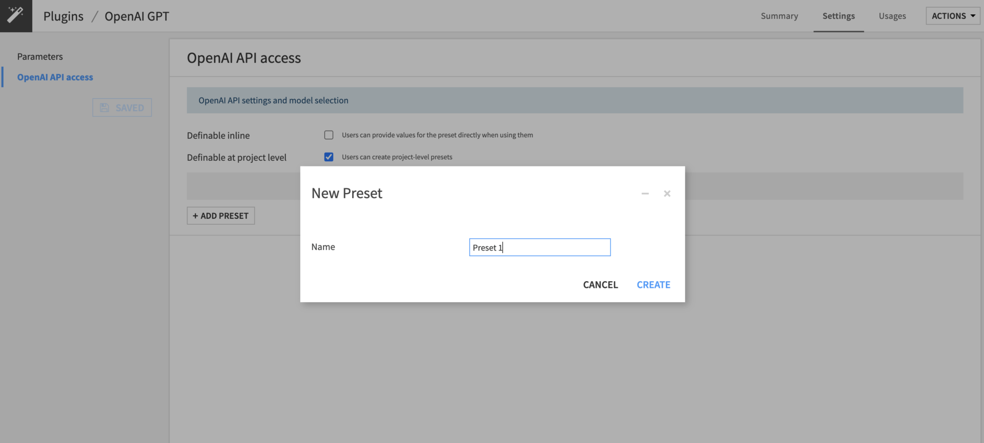 Plugin: OpenAI GPT (deprecated) | Dataiku