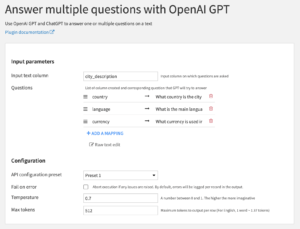 Plugin: OpenAI GPT | Dataiku