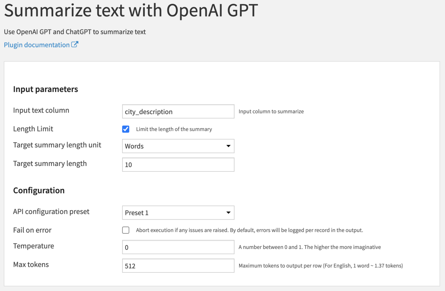 Plugin: OpenAI GPT (deprecated) | Dataiku