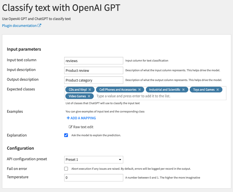 Plugin: OpenAI GPT | Dataiku