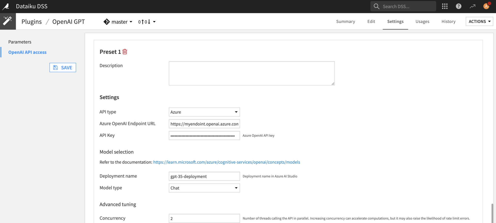 Plugin: OpenAI GPT (deprecated) | Dataiku