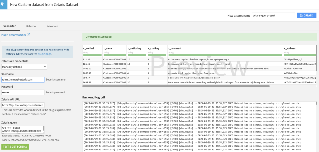 Plugin: Zetaris | Dataiku