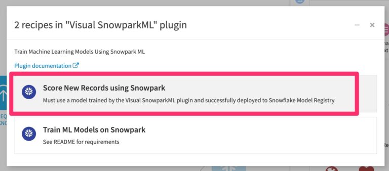 Plugin: Visual Snowpark ML | Dataiku