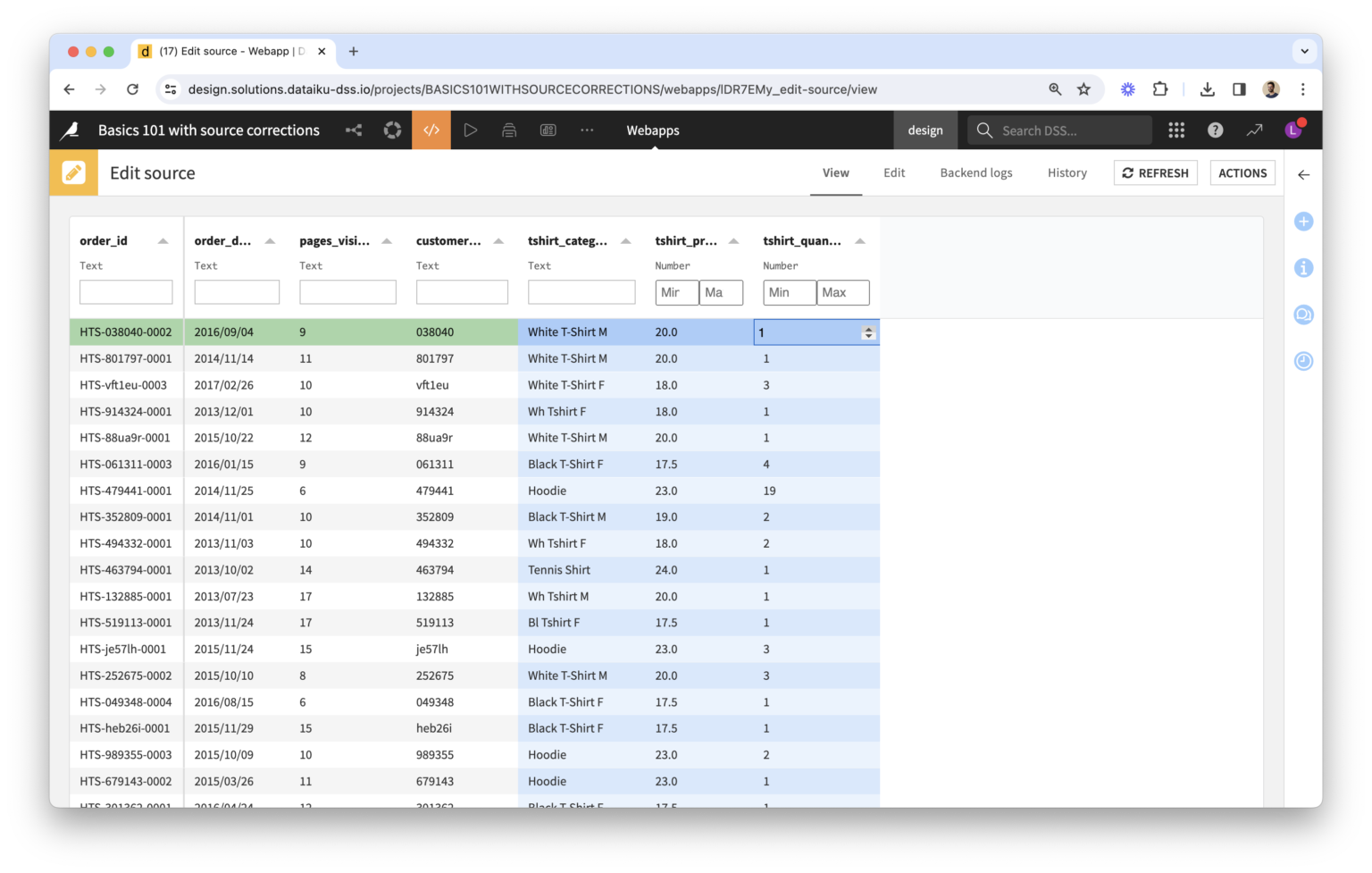 Plugin: Visual Edit | Dataiku