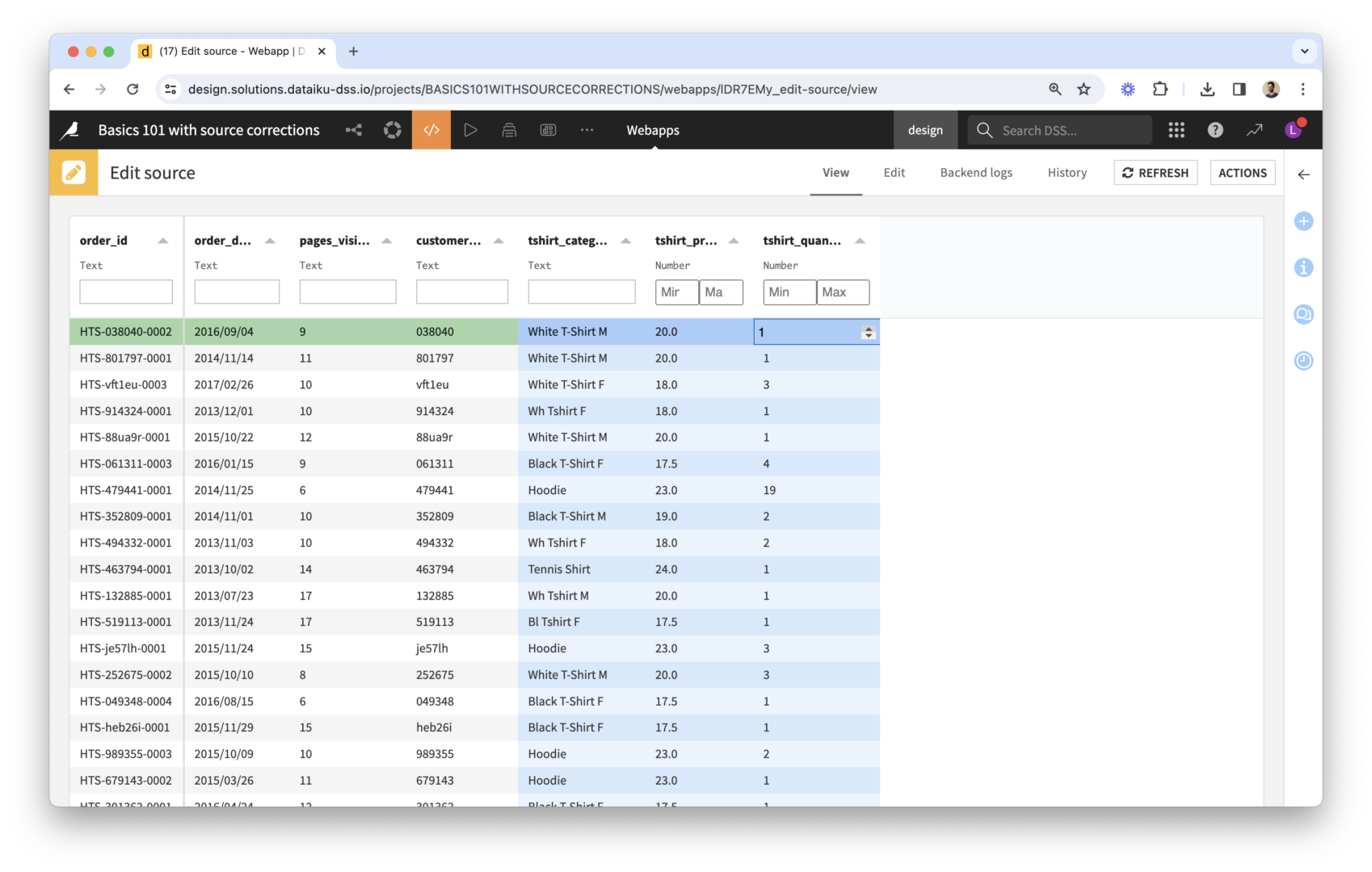 Plugin: Visual Edit | Dataiku